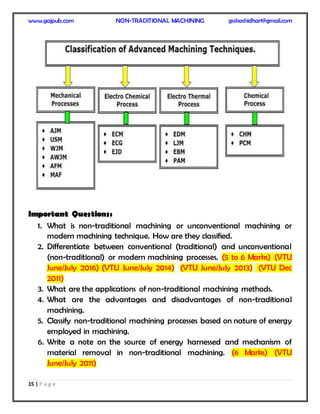 VTU Non traditional machining notes by G.S Shashidhara | PDF