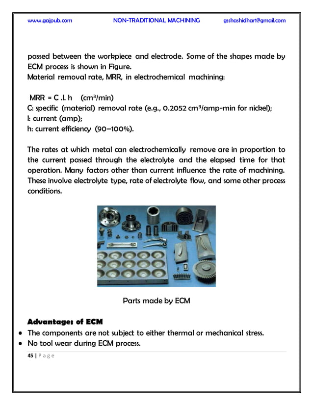 VTU Non traditional machining notes by G.S Shashidhara | PDF | Home ...
