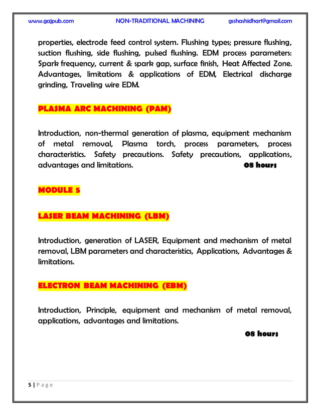 VTU Non traditional machining notes by G.S Shashidhara | PDF | Home ...
