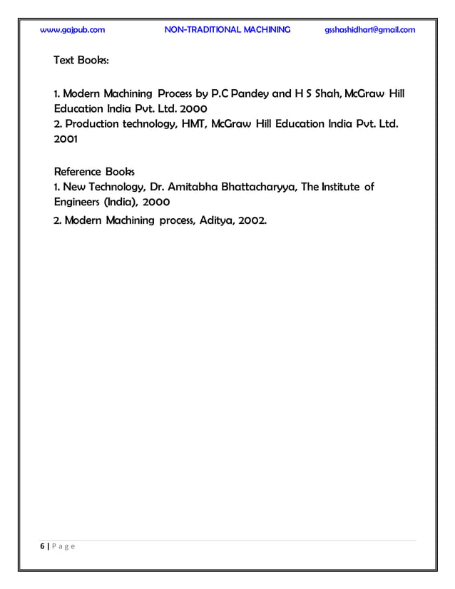 VTU Non traditional machining notes by G.S Shashidhara | PDF | Home ...