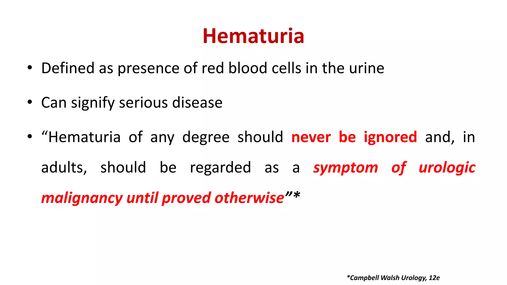 Non traumatic hematuria - Workup and Management | PPTX