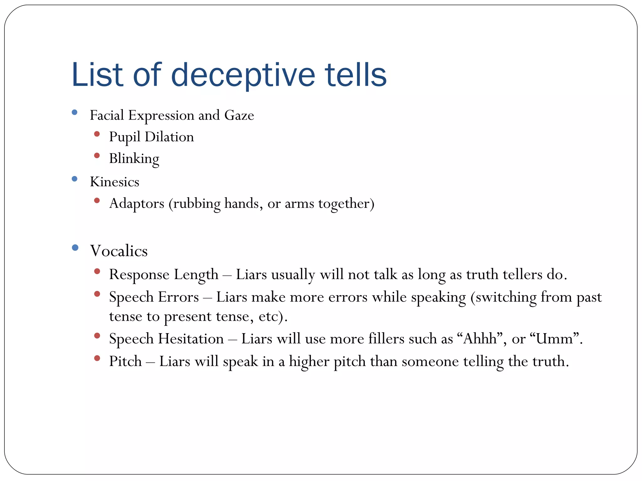 Nonverbal Communication In A Police Interrogation Oldversion | PPT