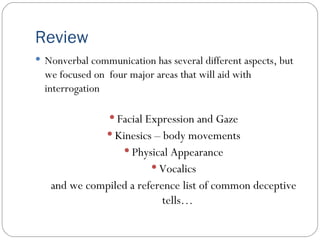 Nonverbal Communication In A Police Interrogation Oldversion | PPT