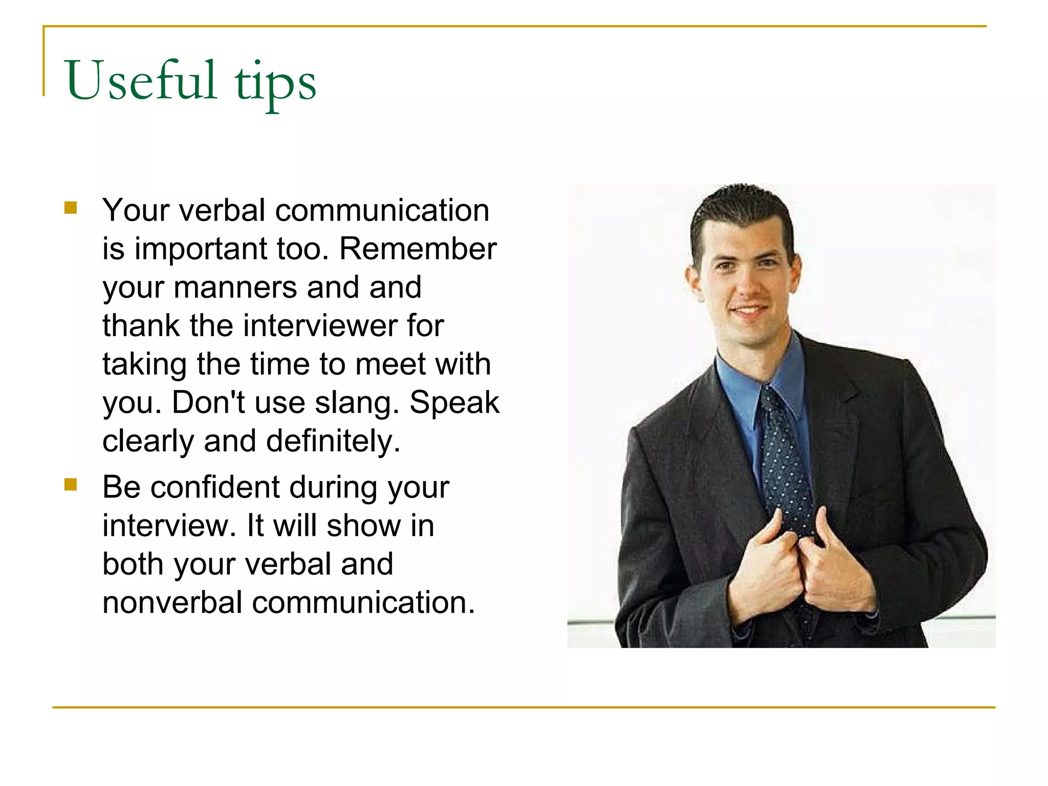 Non verbal communication during job interview, Estonia | PPT | Resume ...