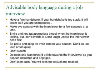 Non verbal communication during job interview, Estonia | PPT | Resume ...