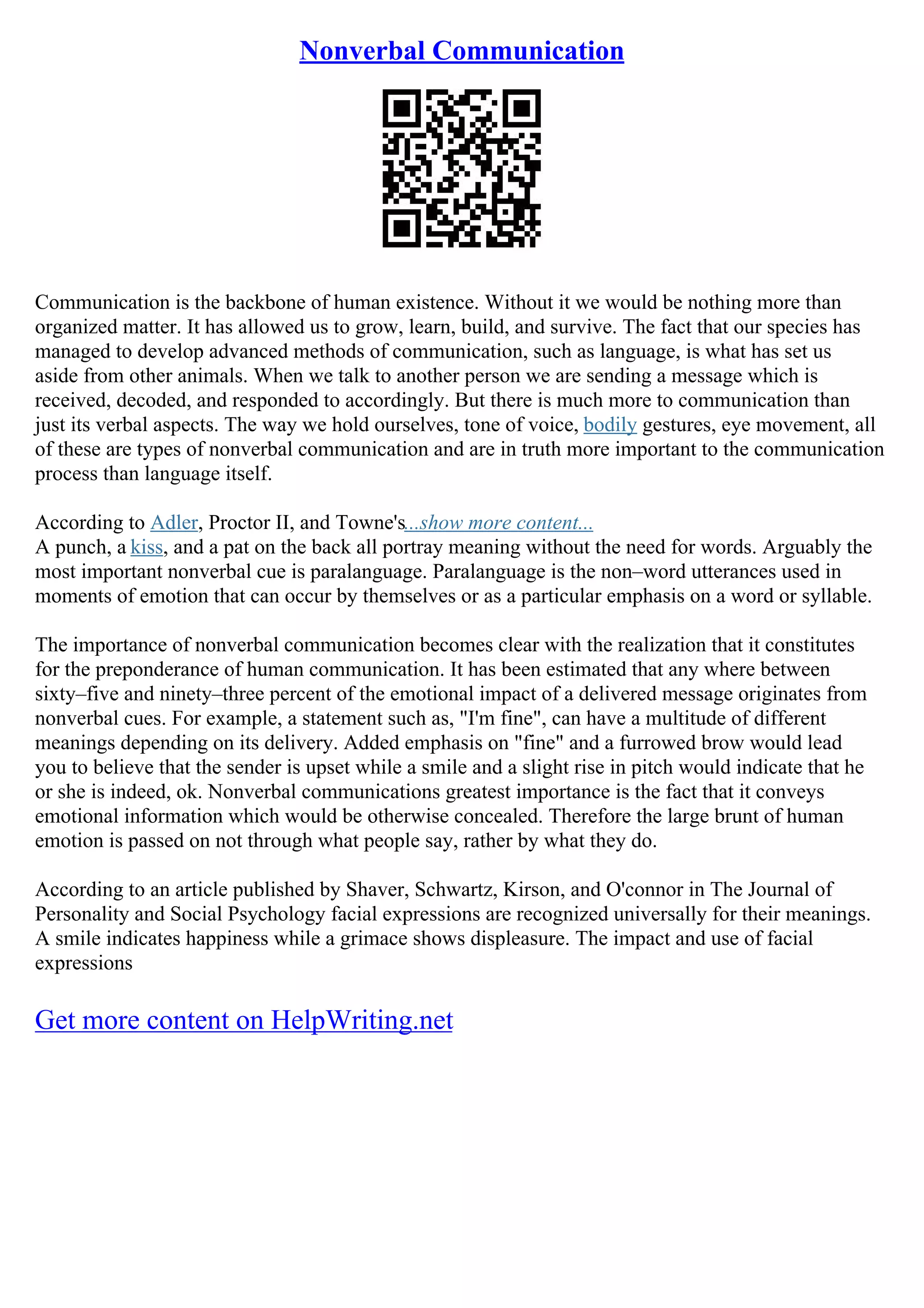 Nonverbal Communication | PDF | Technology & Computing