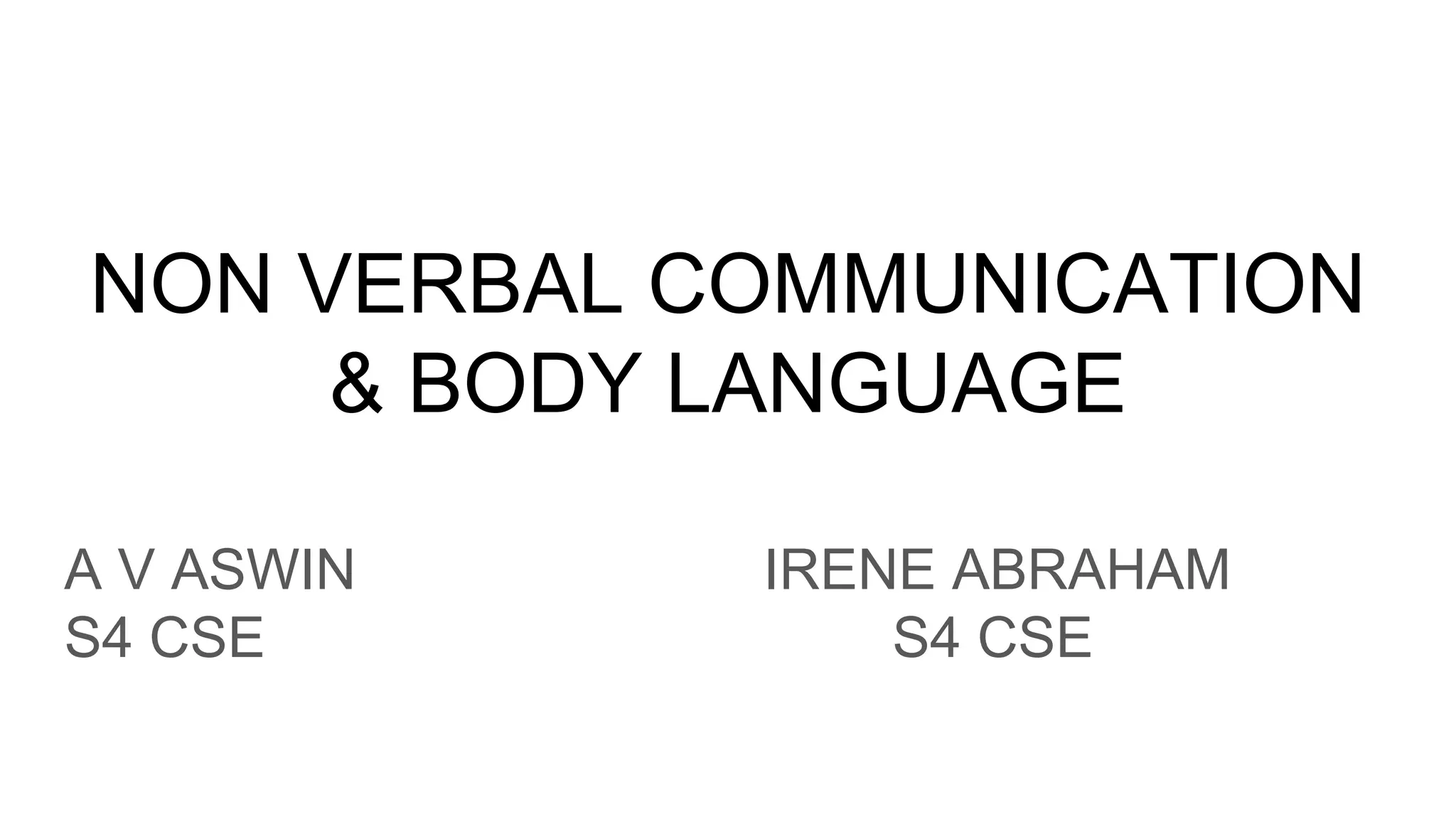 Non verbal communication & body language | PPTX