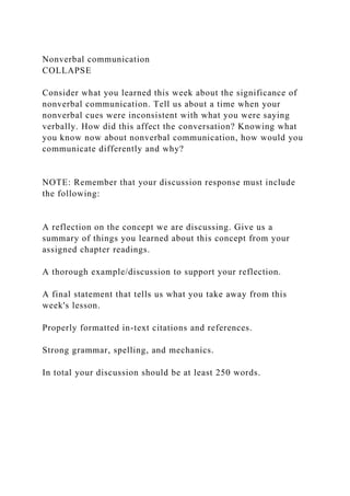 Nonverbal communicationCOLLAPSEConsider what you learned this .docx ...