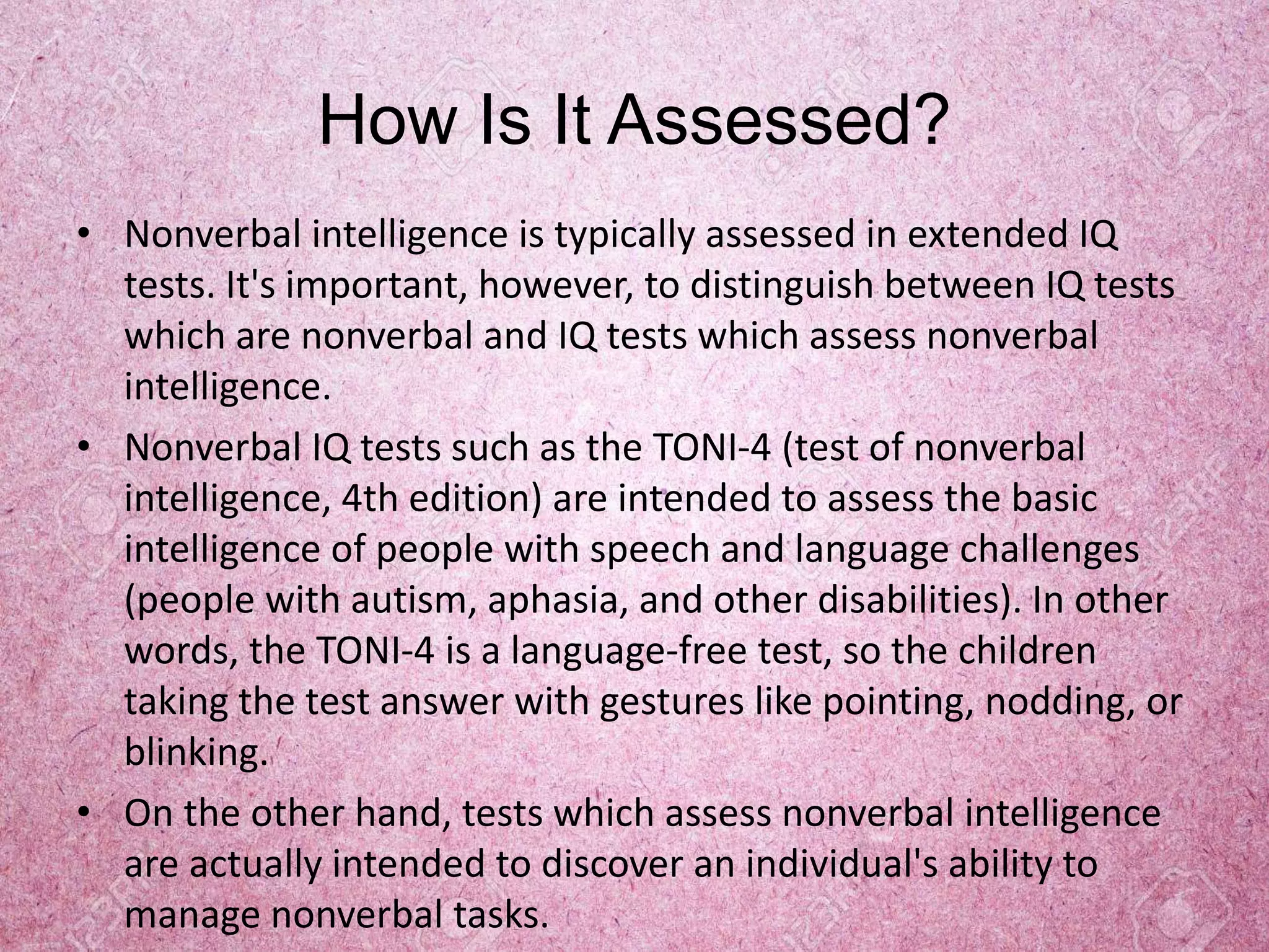Nonverbal tests of intelligence | PPTX