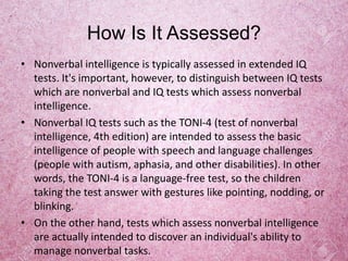 Nonverbal tests of intelligence | PPTX