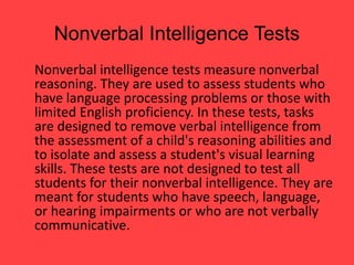 Nonverbal tests of intelligence | PPTX