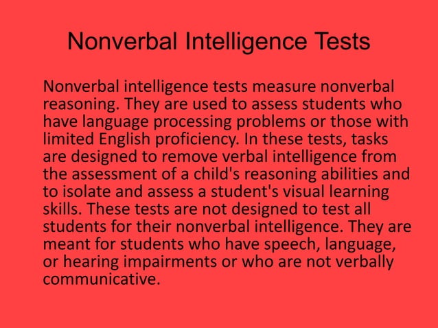 Nonverbal tests of intelligence | PPTX