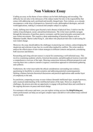 Non Violence Essay. Paragraph on non violence. Essay on Nonviolence ...