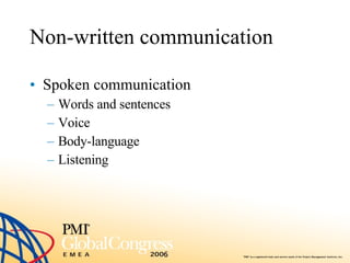 Non-Written Communication In Project Management | PPT