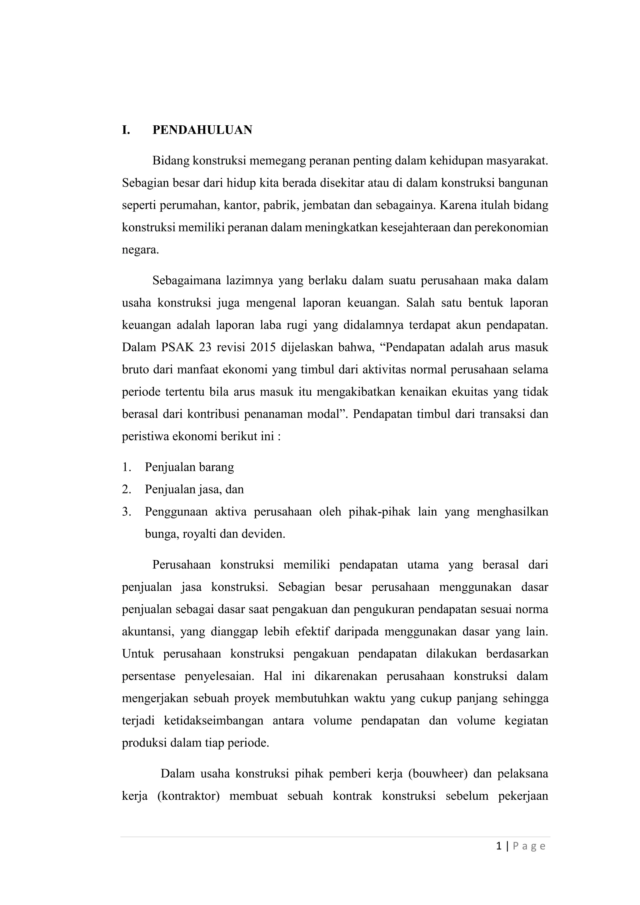 Pengakuan Pendapatan Perusahaan Jasa Konstruksi | PDF