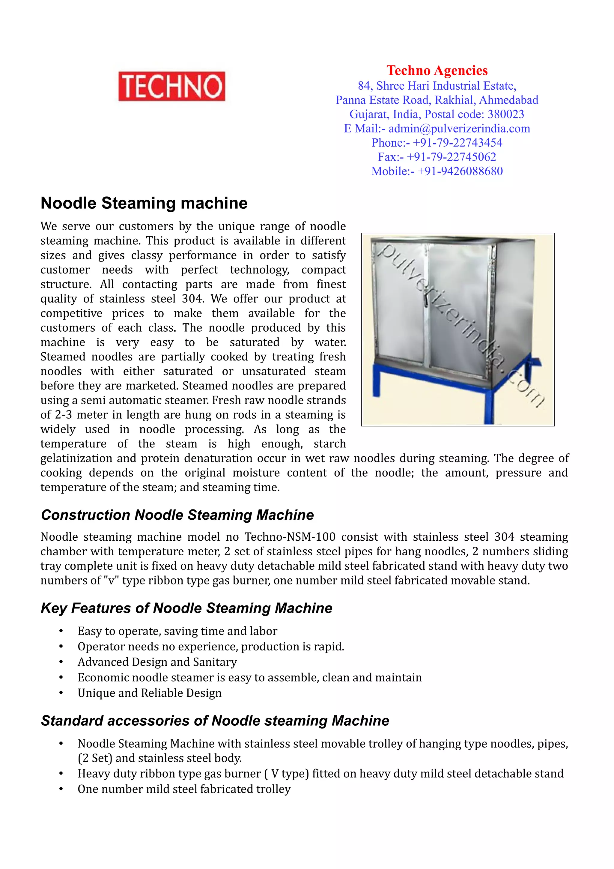 Noodle steaming-machine | PDF