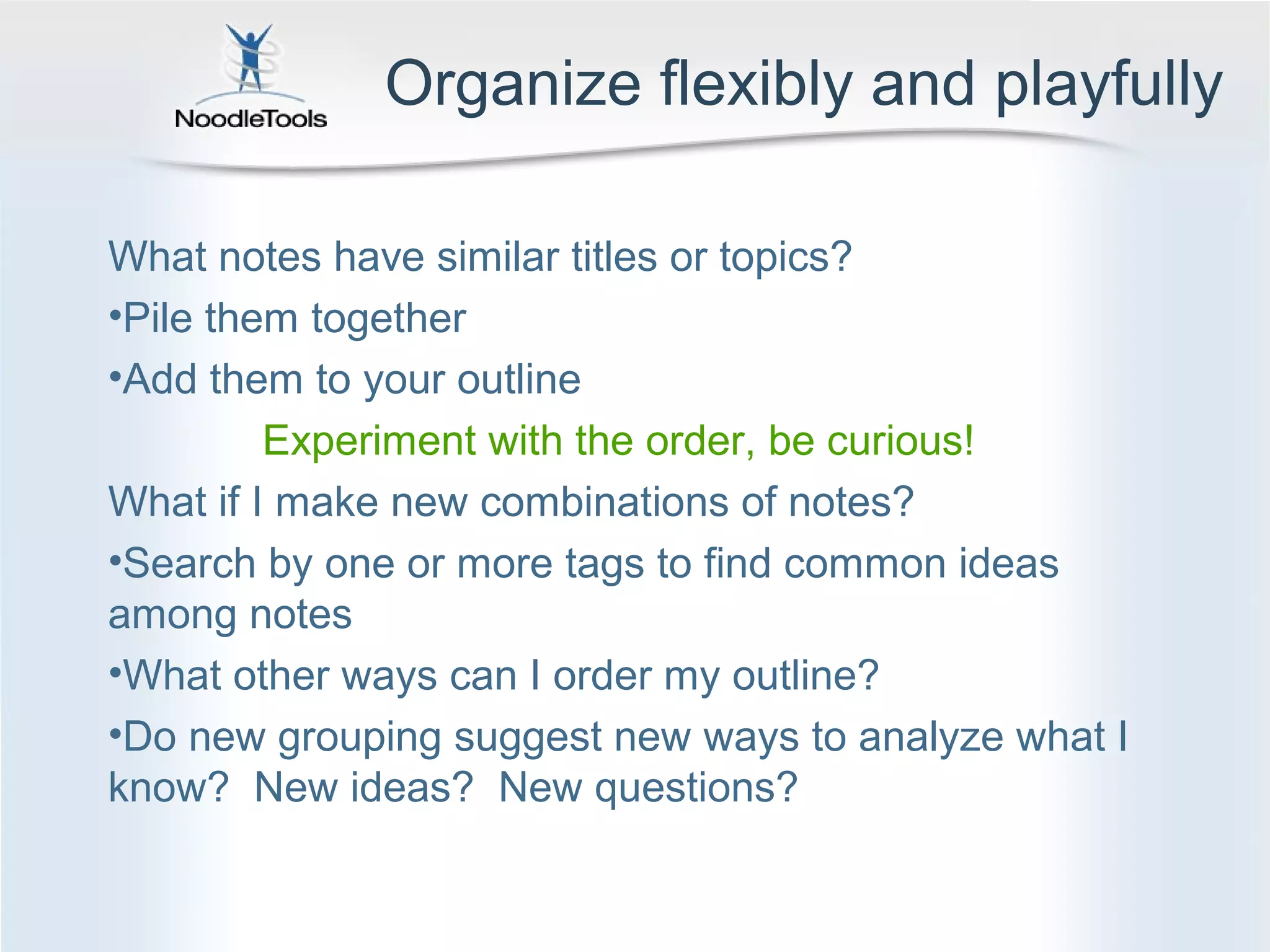 NoodleTools for Students - how to take notes | PPT