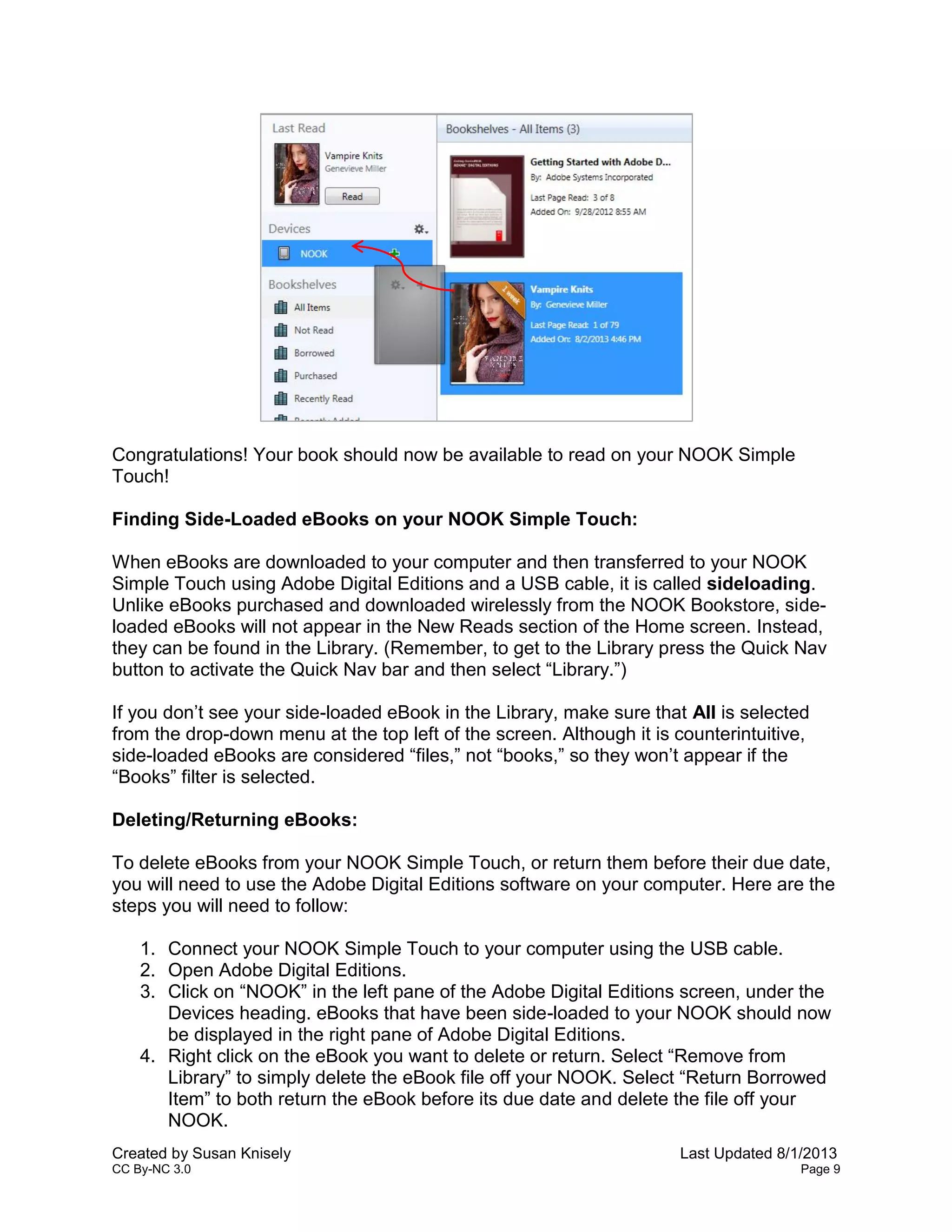 Nook Simple Touch Handout with Hands-On Exercises | DOCX