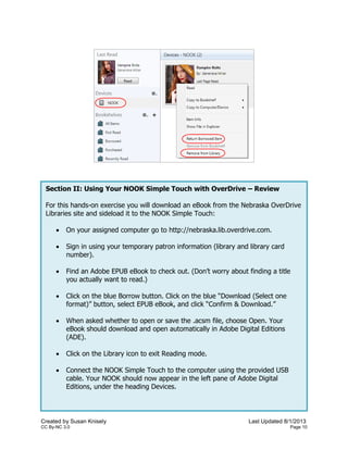 Nook Simple Touch Handout with Hands-On Exercises | DOCX