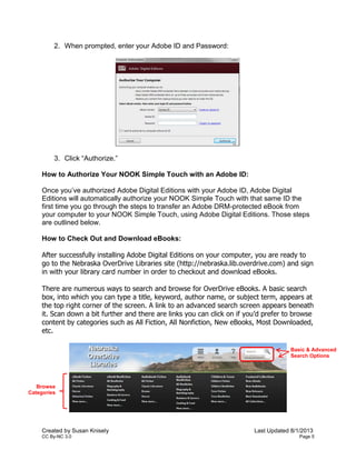 Nook Simple Touch Handout with Hands-On Exercises | DOCX