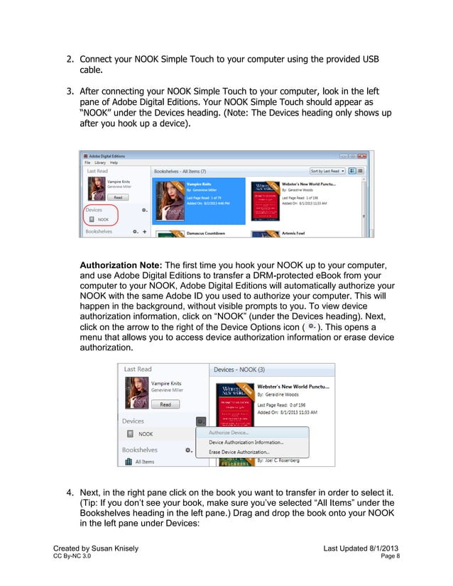 Nook Simple Touch Handout with Hands-On Exercises | DOCX