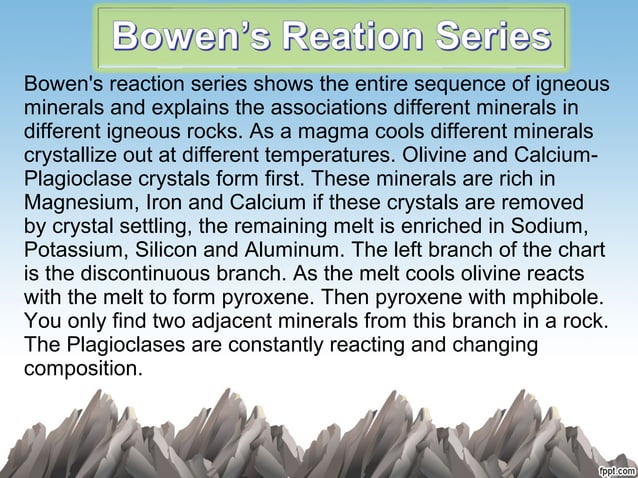 Bowen’s Reaction Series | PPT | Chemistry | Science