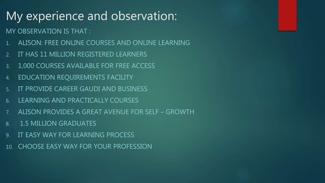 Alison free online learning | PPTX