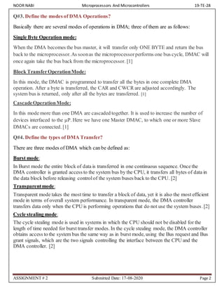 DMA Controller Modes Of Operation | DOCX