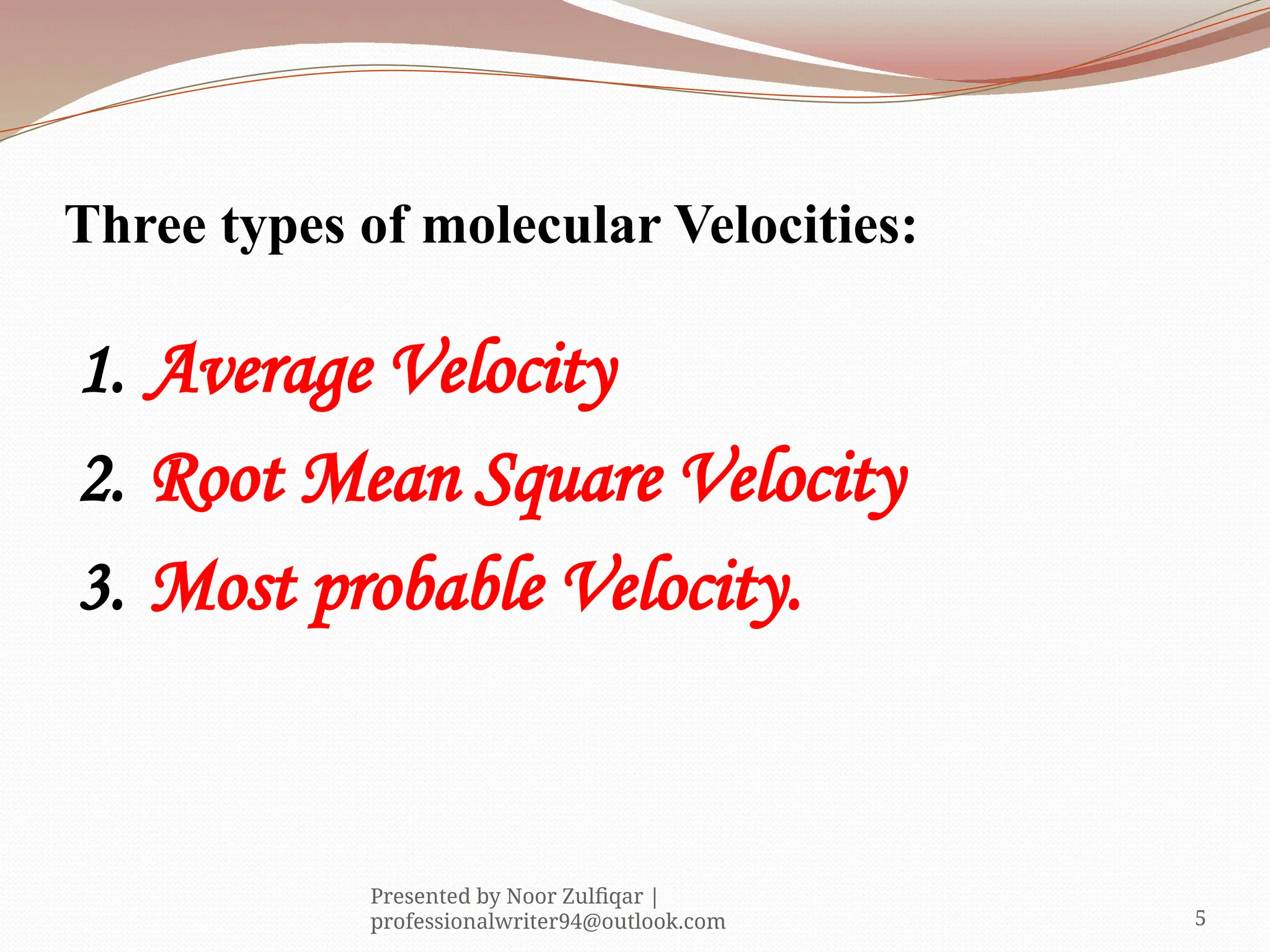 Maxwell's Law of Distribution of Molecular Velocities | PPTX