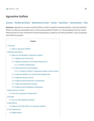 Agmatine Sulfate: Benefits, Dosage, Side Effects, FAQs - Research by Nootropics Information | PDF