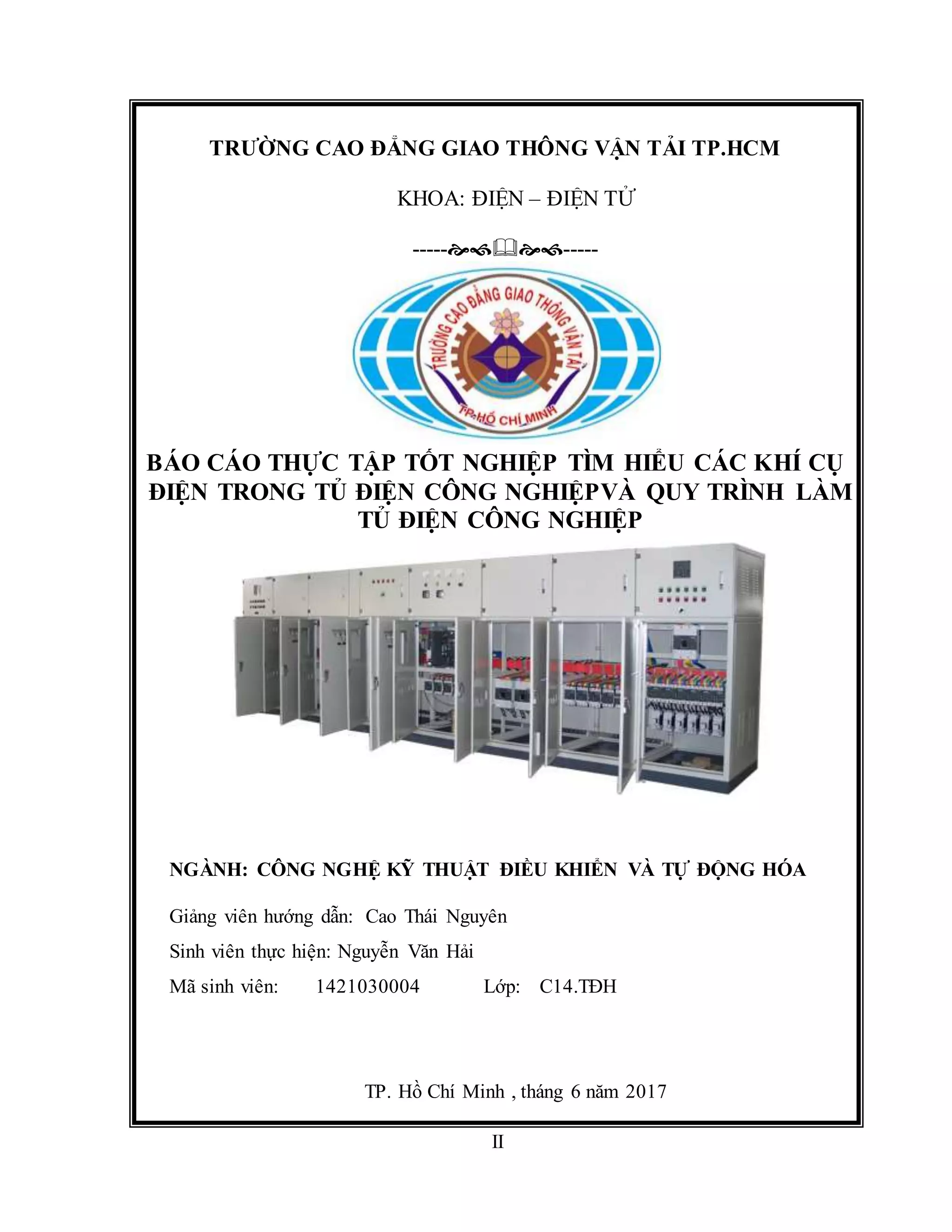 Đề tài: Tìm hiểu các khí cụ điện trong tủ điện công nghiệp, HAY | DOCX