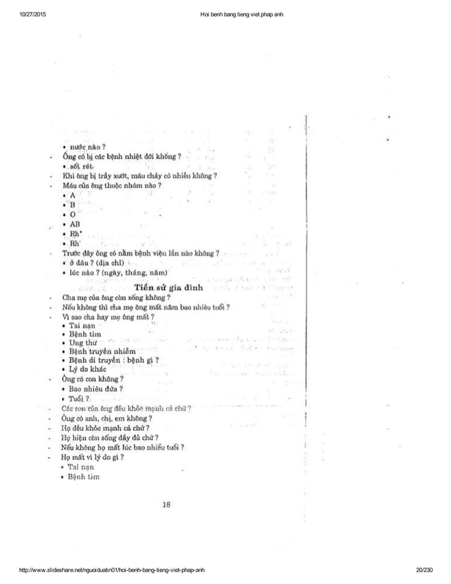Hoi benh bang tieng viet phap anh | PDF