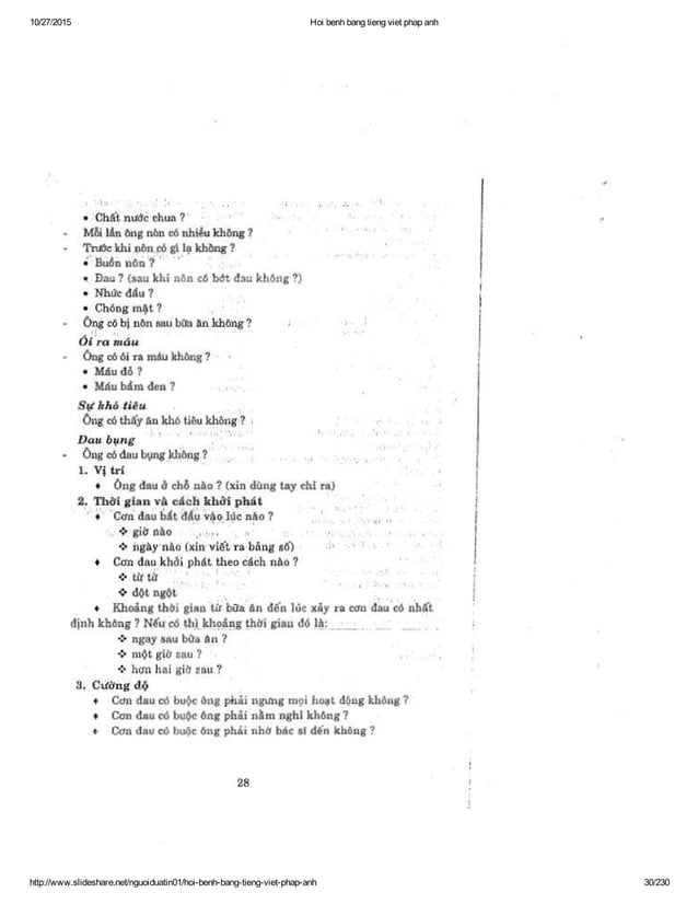 Hoi benh bang tieng viet phap anh | PDF
