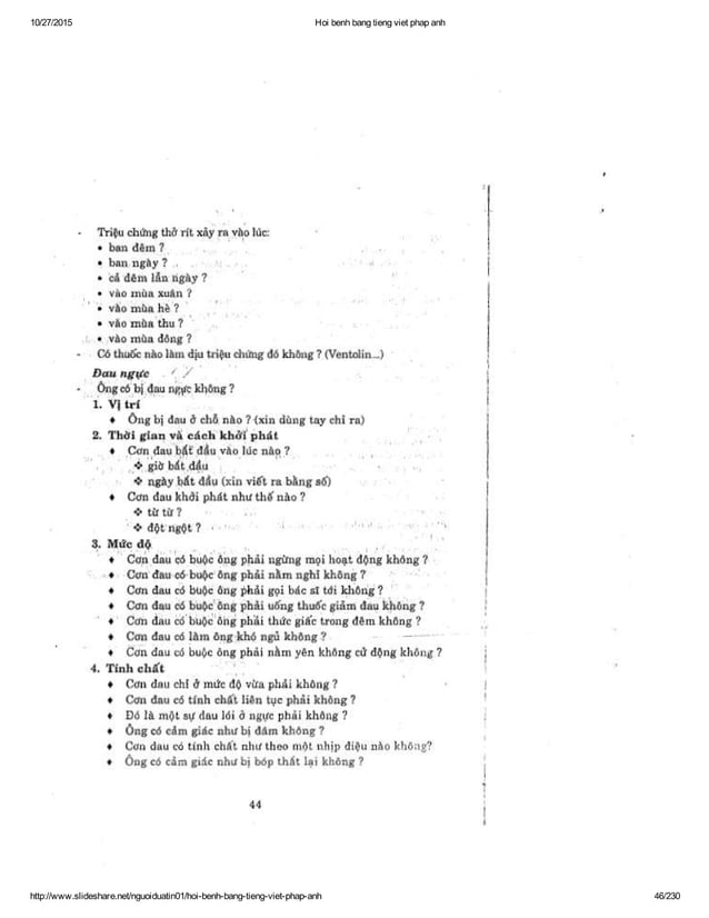 Hoi benh bang tieng viet phap anh | PDF