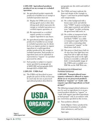 Organic Standards for Handling (Processing): Highlights of the USDA's…