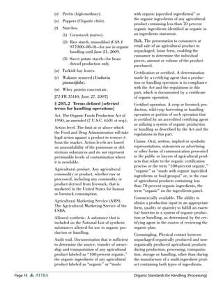 Organic Standards for Handling (Processing): Highlights of the USDA's ...