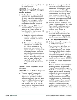 Organic Standards for Handling (Processing): Highlights of the USDA's ...