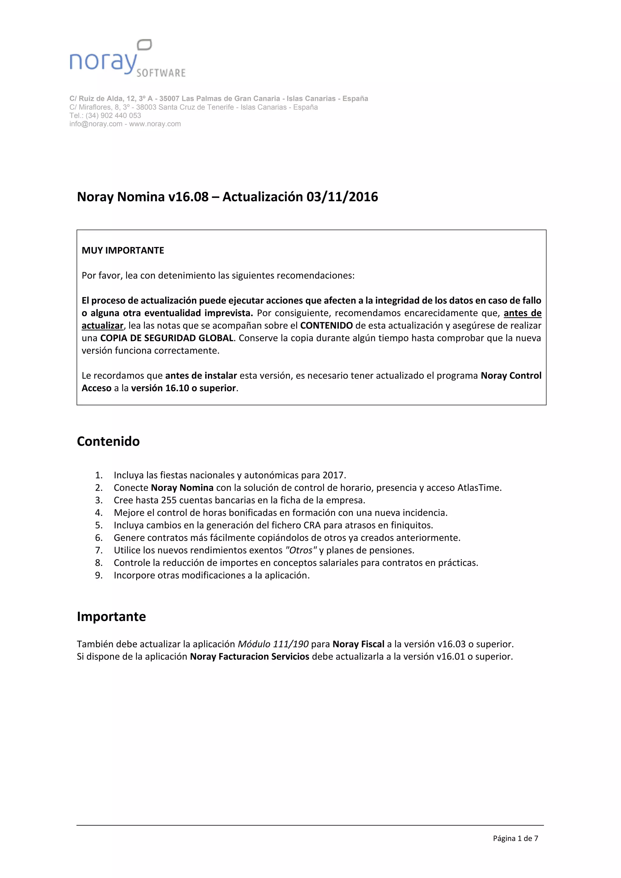 Noray Nomina - Actualización 16.08