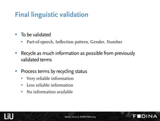Automatic extraction and manual validation of a hierarchical English-Swedish terminology | PDF