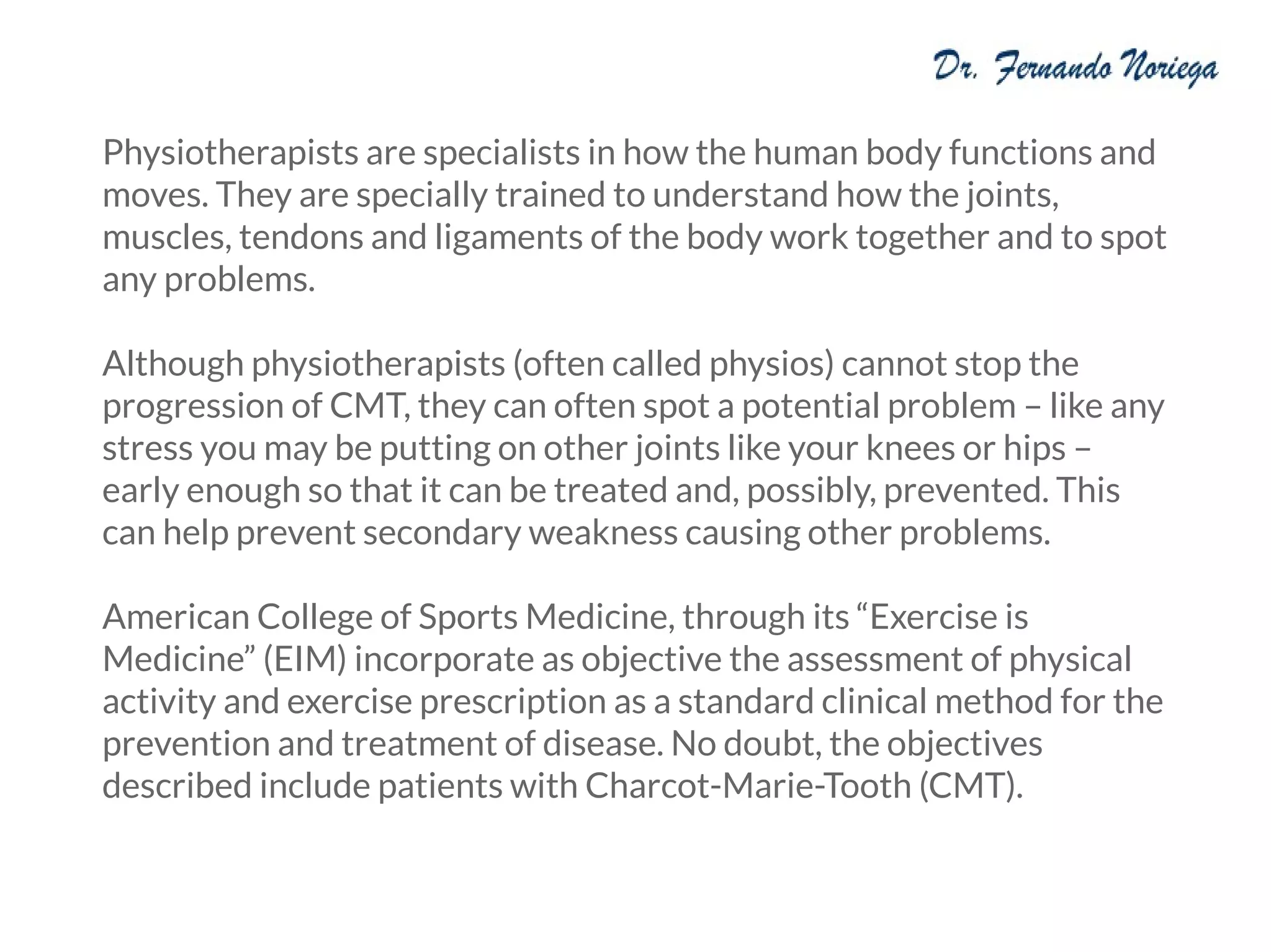 Charcot Marie Tooth: Recovery exercises | PDF