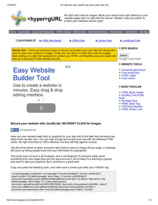 No right click code, disable copy paste, block right click | PDF