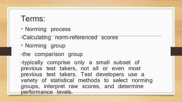 Norm referenced assessment