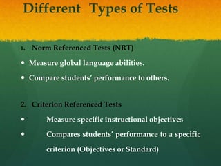 Norm referenced & criterion-referenced tests | PPT