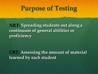 Norm referenced & criterion-referenced tests | PPT