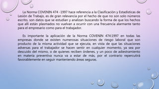 Norma convenin 474 1997 Registro, Clasificacion y Estadistica de ...