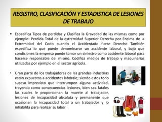 Norma covenin 474 1997. y estadistica de lesiones de trabajo | PPTX