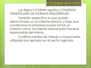 Norma covenin 474 1997, resumen | PPTX