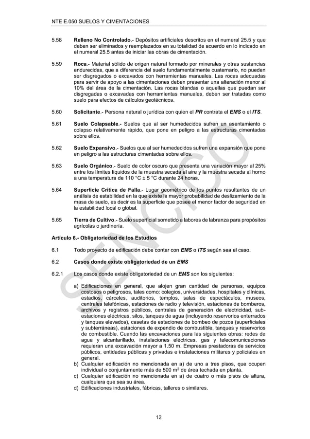 Norma e.050 suelos y cimentaciones | PDF | Civil Engineering Industry | Industries