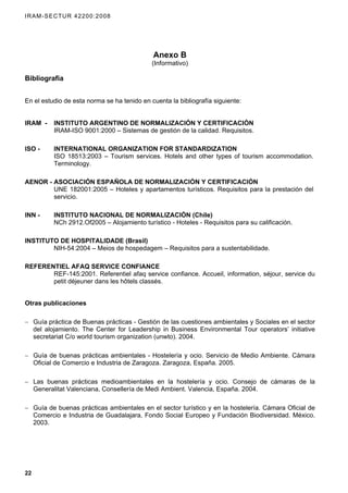 Norma iram sectur 42200 (hotelería) | PDF