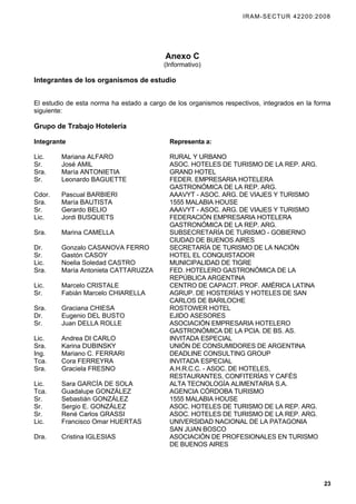 Norma iram sectur 42200 (hotelería) | PDF